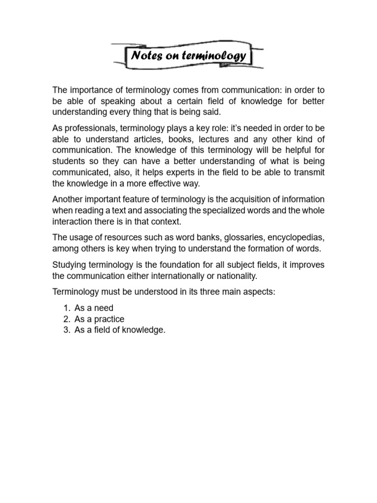 Importance of Terminology in Communication | PDF | Career & Growth ...