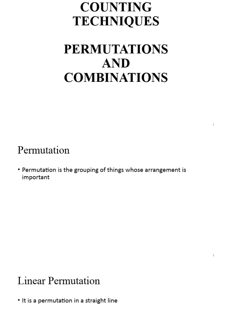Counting Techniques (Eda) | PDF | Permutation | Combinatorics