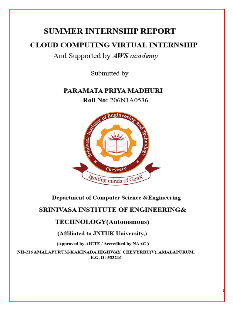 516 Summer Internship Docx 2 | PDF | Amazon Web Services | Cloud Computing