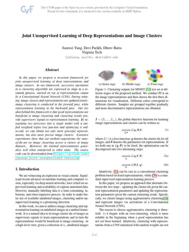 2016-CVPR-Joint Unsupervised Learning of Deep Representations and Image Clusters | PDF | Cluster ...