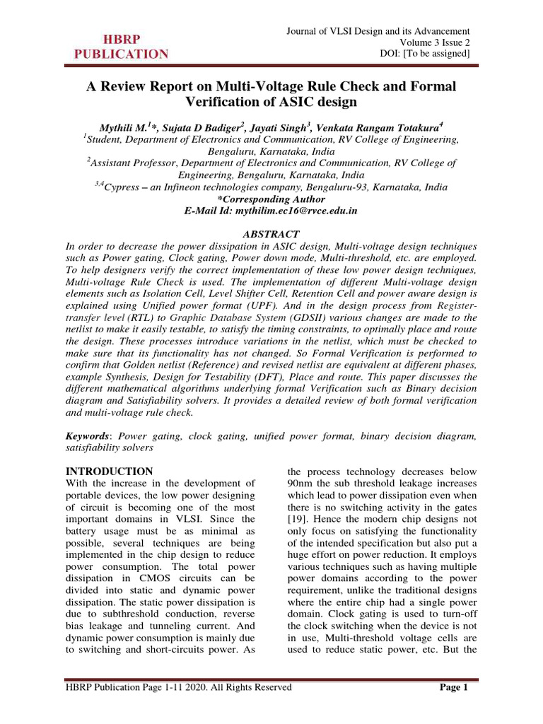 A Review Report On Multi-Voltage Rule Check - HBRP Publication | PDF | Electronic Engineering ...
