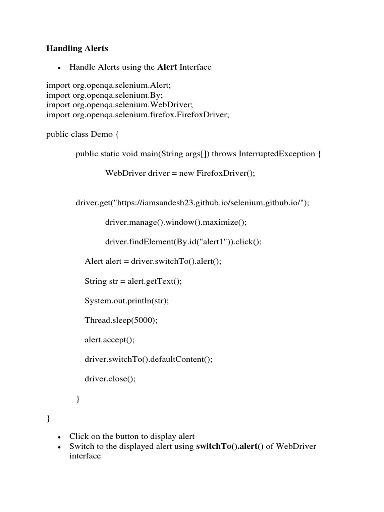 Handling Alerts | PDF | Computer Science | Control Flow