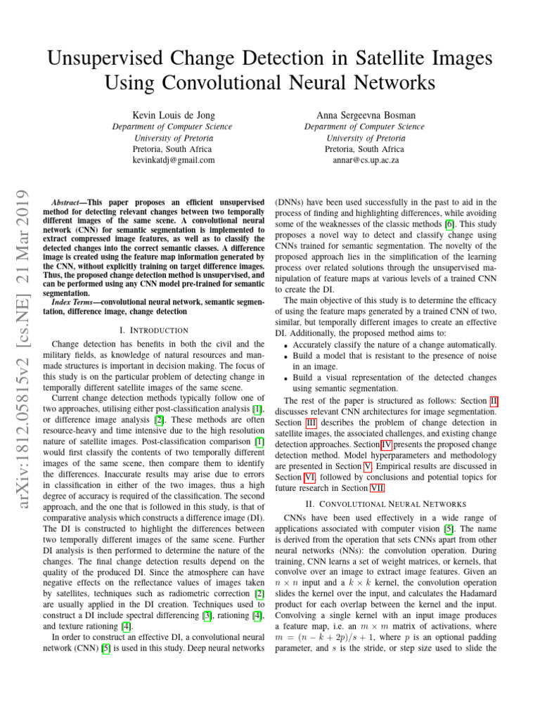 Unsupervised Change Detection | PDF | Image Segmentation | Deep Learning Unsupervised Change Detection | PDF | Image Segmentation | Deep Learning