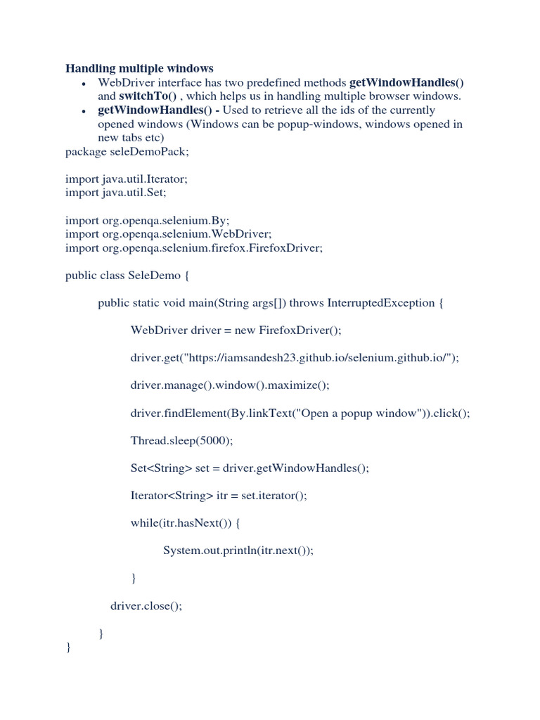 Handling Multple Windows | PDF