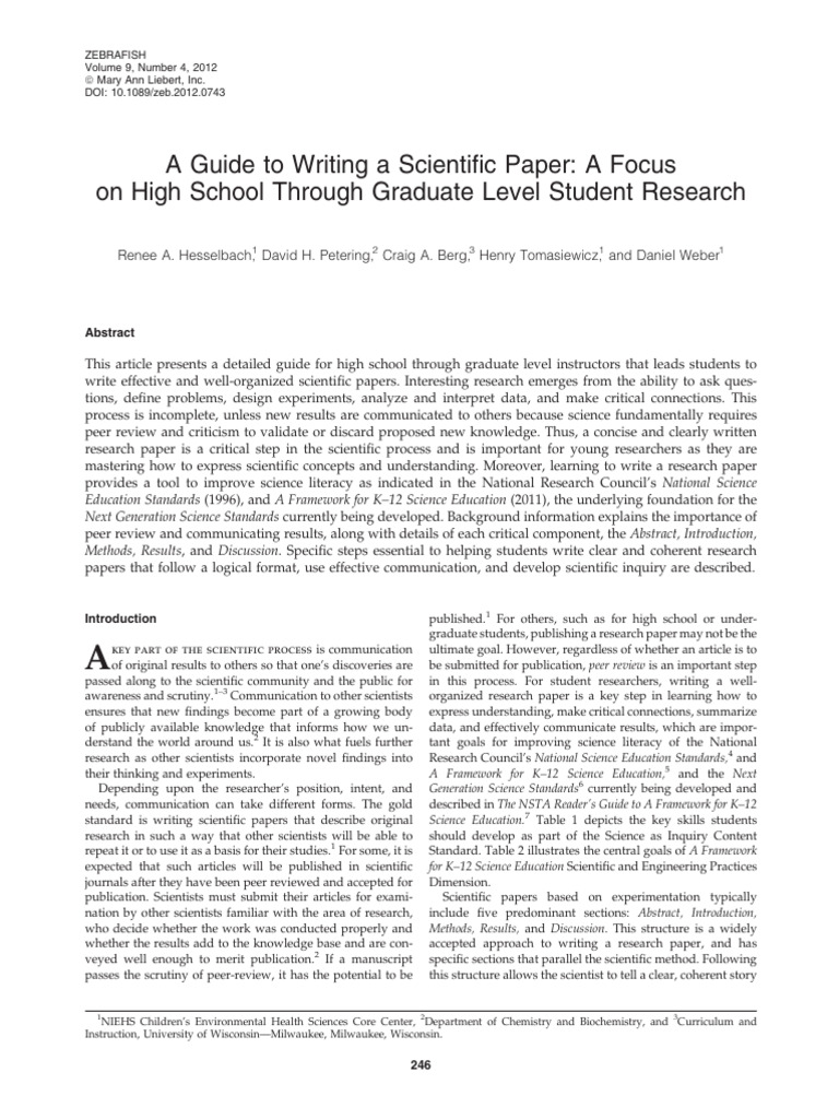 Hesselbach 2012 A Guide To Writing A Scientific Paper | PDF | Experiment | Science