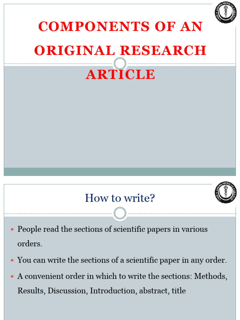 Writing an Original Research Article | PDF | Abstract (Summary) | Science