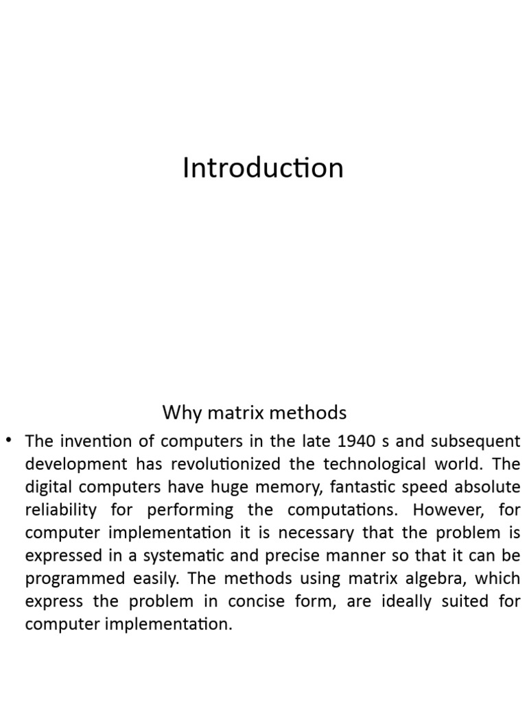 Introduction Matrix Method | PDF | Matrix (Mathematics) | Equations Introduction Matrix Method | PDF | Matrix (Mathematics) | Equations