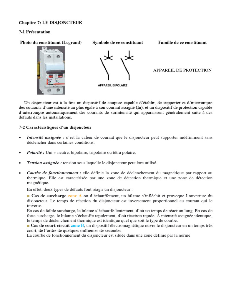 Caractéristiques et types de disjoncteurs | PDF | Puissance (physique ...
