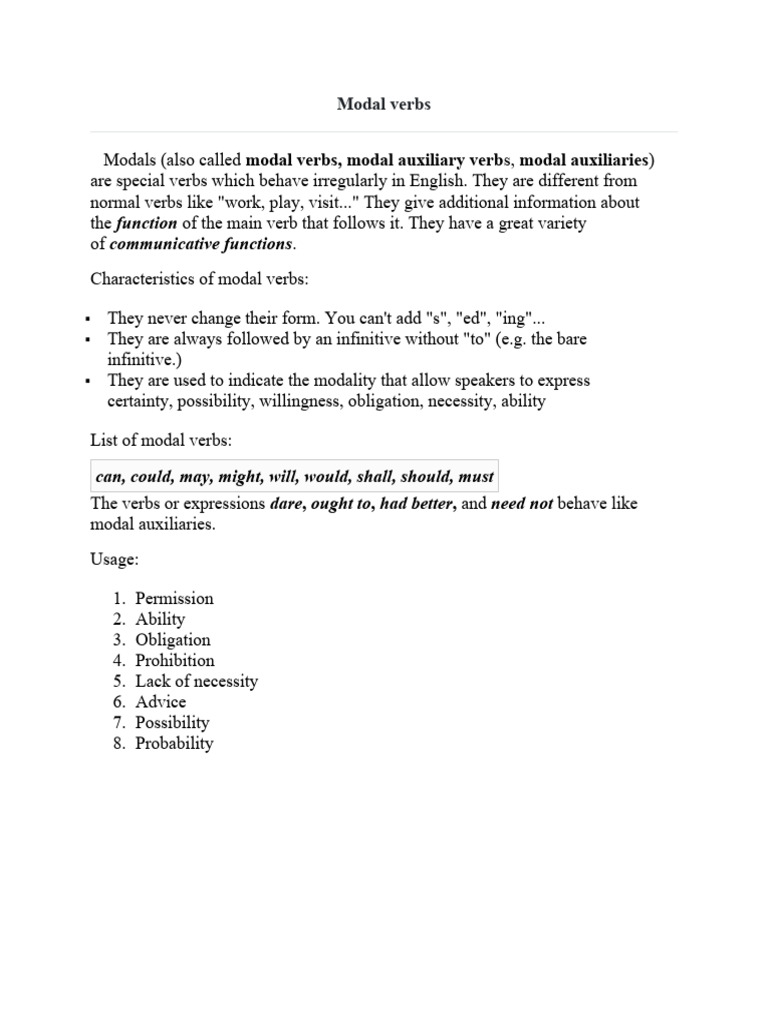 Modal Verbs | PDF | Linguistics | Semantics
