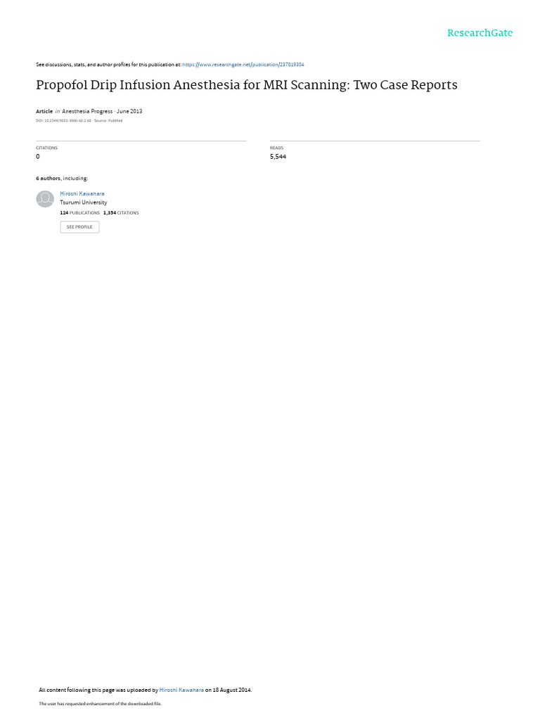 Anesthesia Progress 2013 | PDF | Anesthesia | Magnetic Resonance Imaging