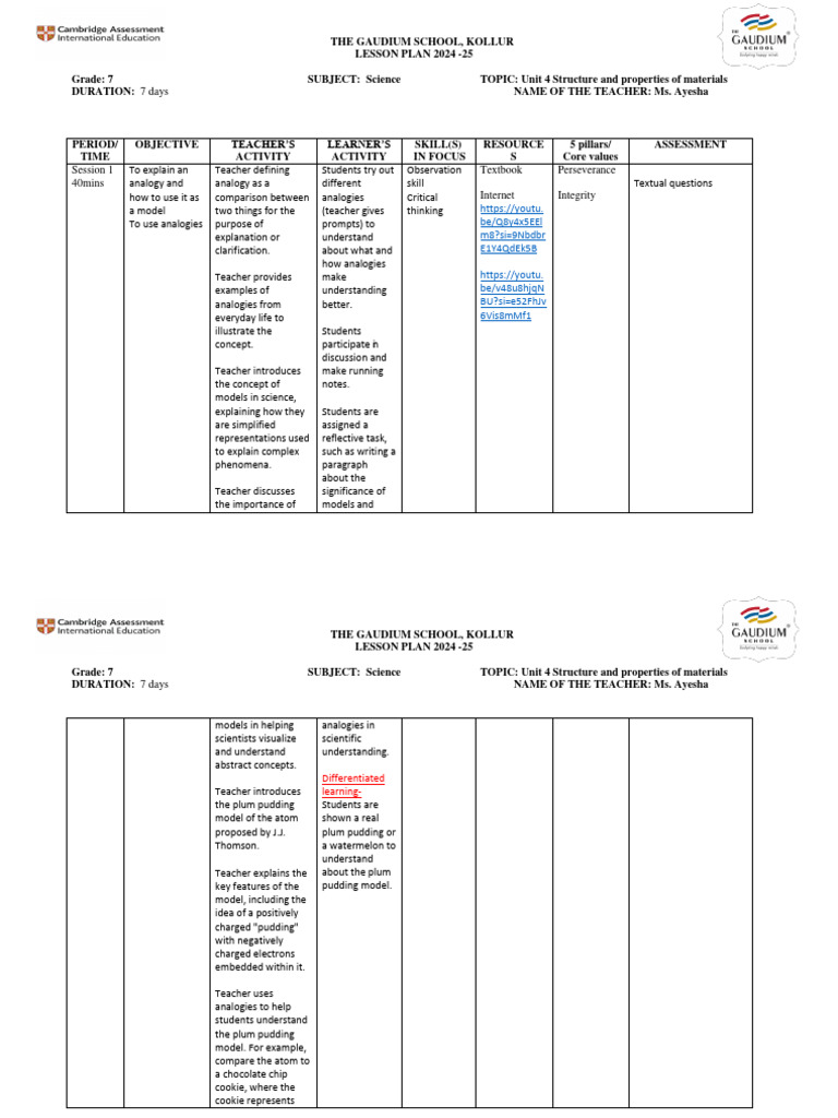 Grade 7 - Unit 4-Structure and Properties of Materials | PDF | Atoms | Atomic Nucleus