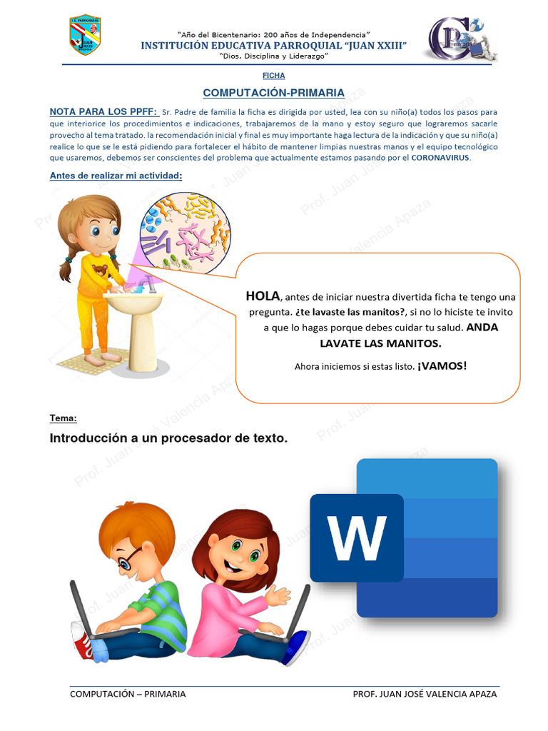 Ficha_SEGUNDO_grado_20SEM_Introducción a Un Procesador de Texto | PDF | Caso de carta