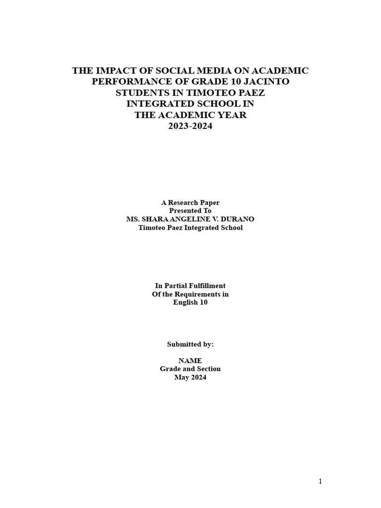 Sample Research Chapter 1 With Other Preliminary Contents | PDF ...