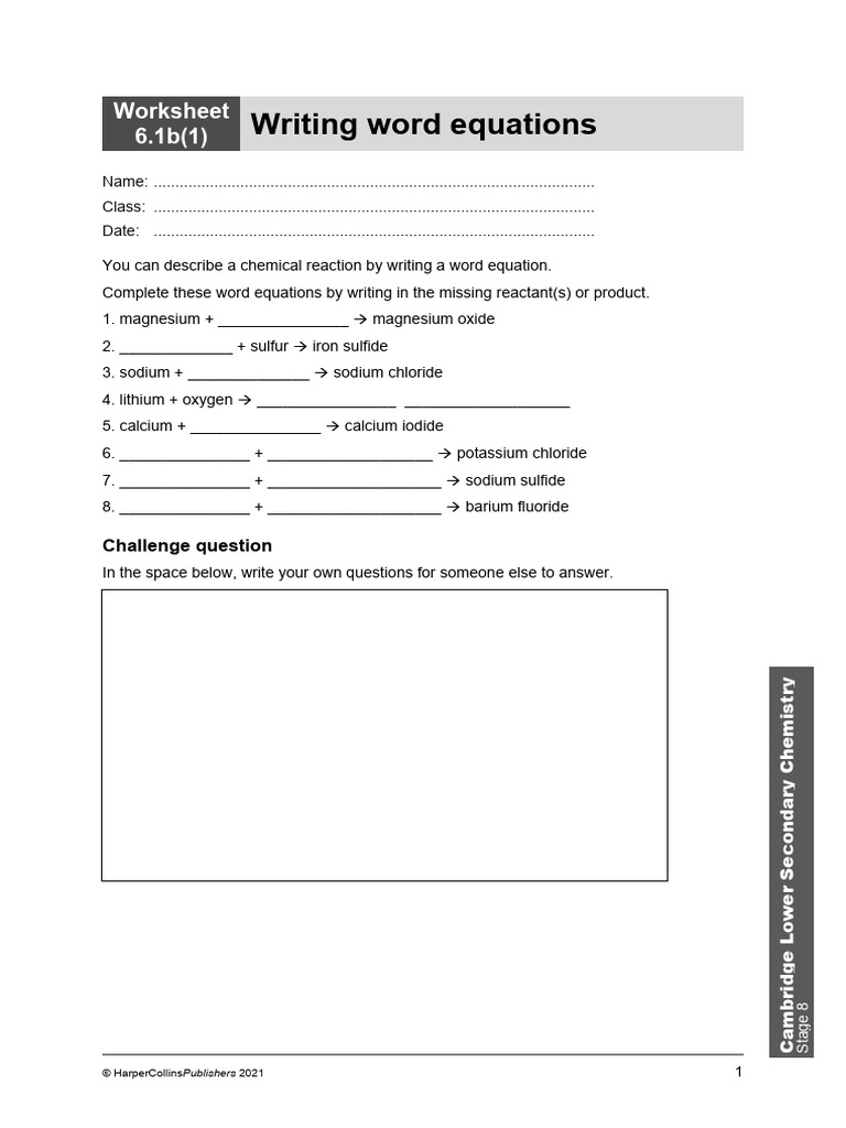 Stage 8 Worksheets Chapter 6 | PDF | Precipitation (Chemistry ...