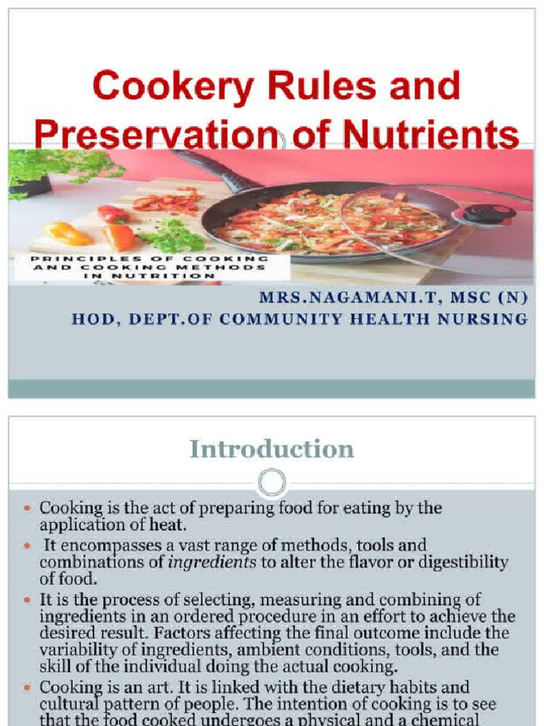 Cookery Rules and Preservation of Nutrients Explained - 20240412 ...