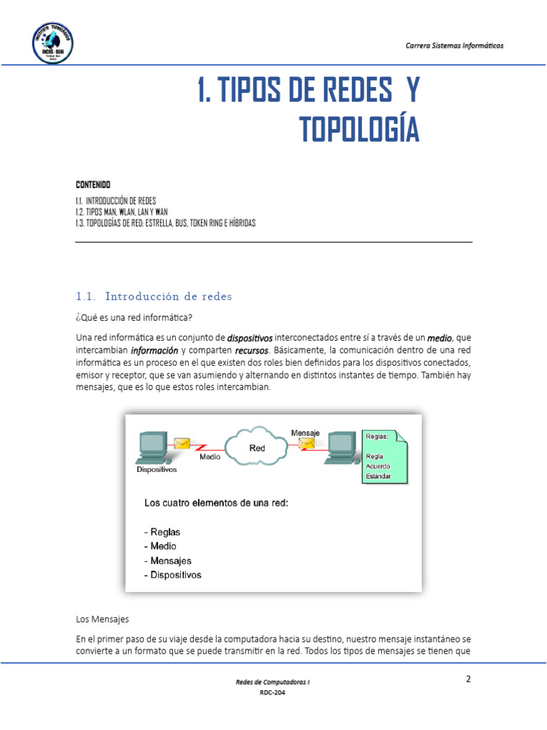 T1. Tipos de Redes y Topología | Descargar gratis PDF | Red de computadoras | Dirección IP