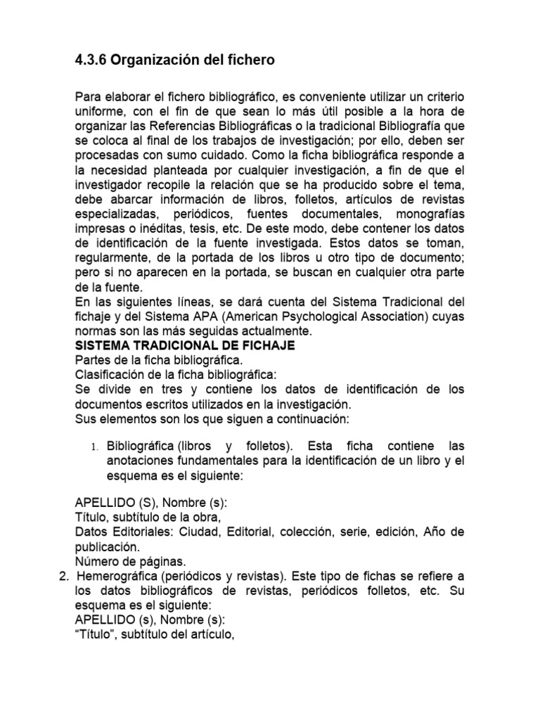 4.3.6 Organizacion Del Fichero | PDF | Bibliografía