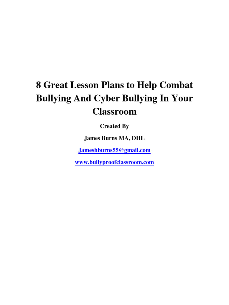 8 Lesson Plans To Combat Bullying | PDF | Cyberbullying | Bullying