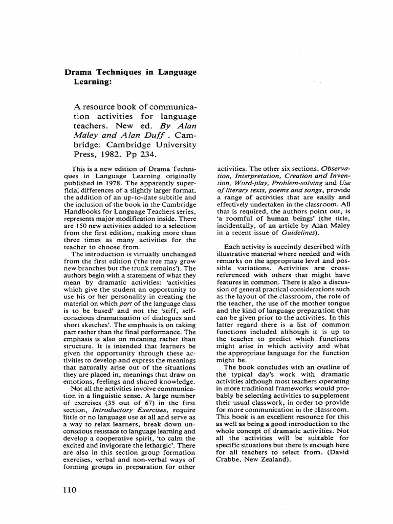Drama Techniques in Language Learning A | Download Free PDF | Learning | Human Communication