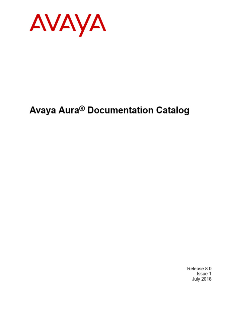Documentation Catalog For Avaya Aura R8.0 July 2018 | PDF | Session Initiation Protocol | License