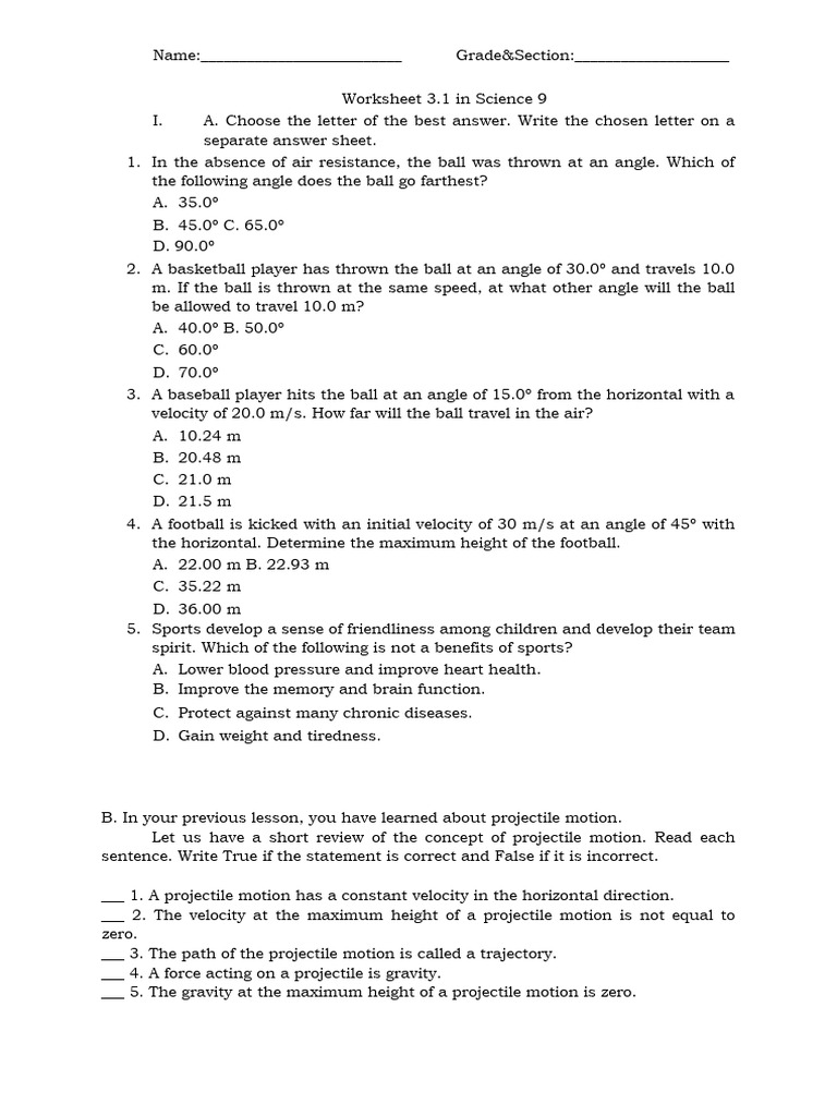 SCIENCE 9 Q4 SLM6 - Edited | PDF | Projectiles | Mechanics