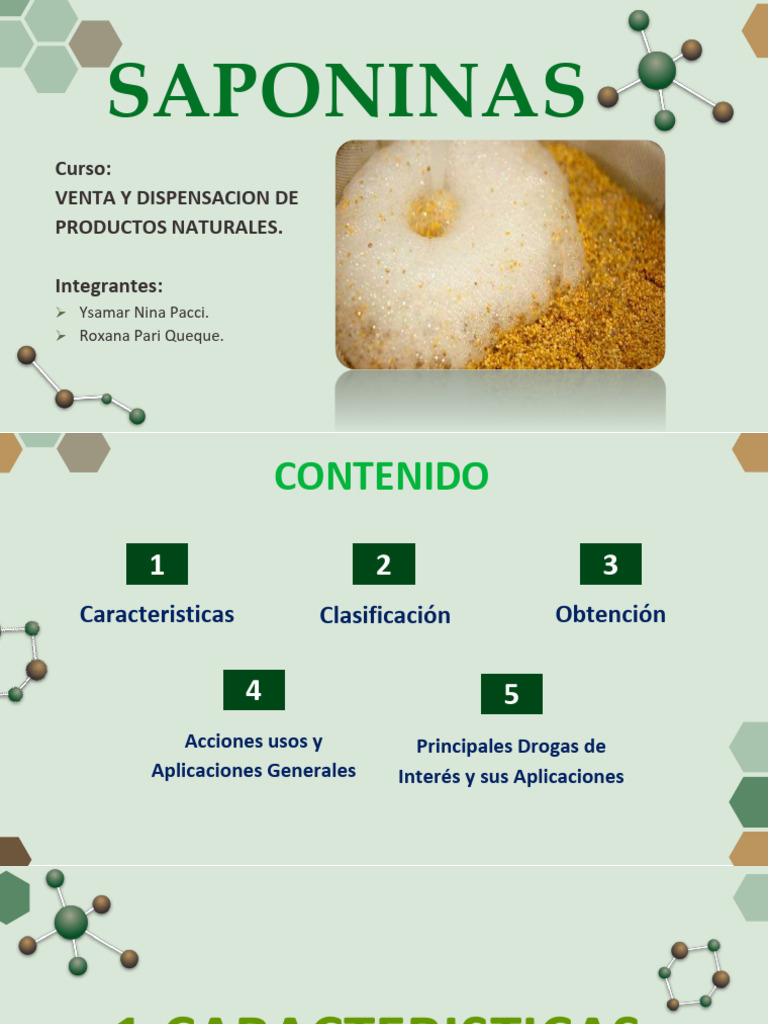 SAPONINAS Expo | PDF | Ramas de la botánica | Química de carbohidratos