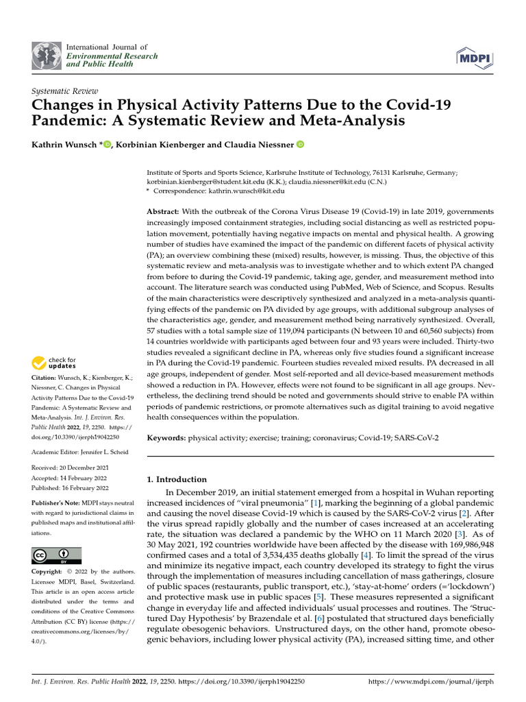 Changes in Physical Activity Patterns Due To Covid-19 | Download Free ... Changes in Physical Activity Patterns Due To Covid-19 | Download Free ...