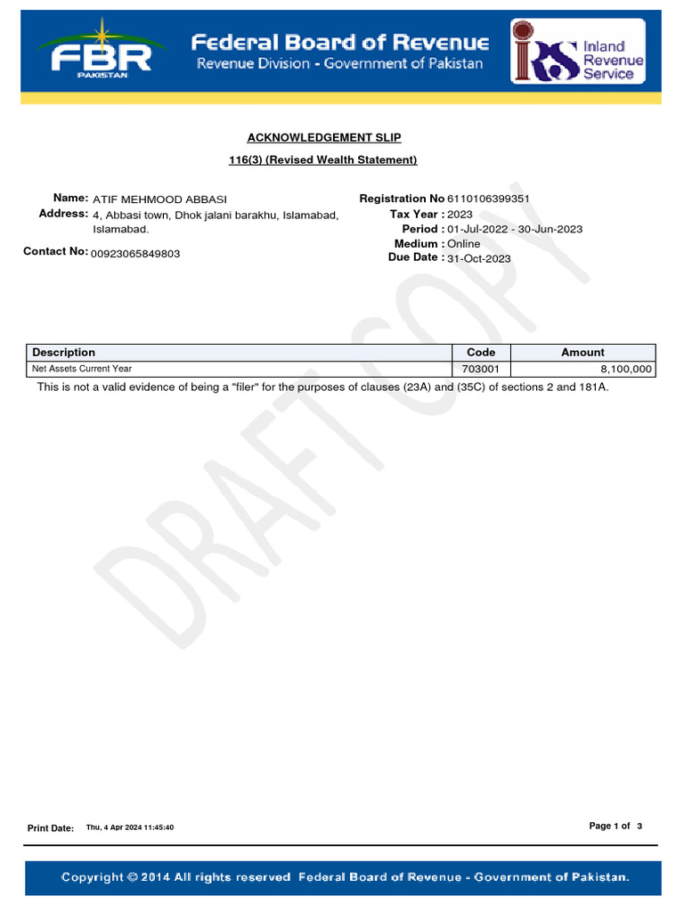 Declaration 6110106399351 | PDF | Expense | Debenture