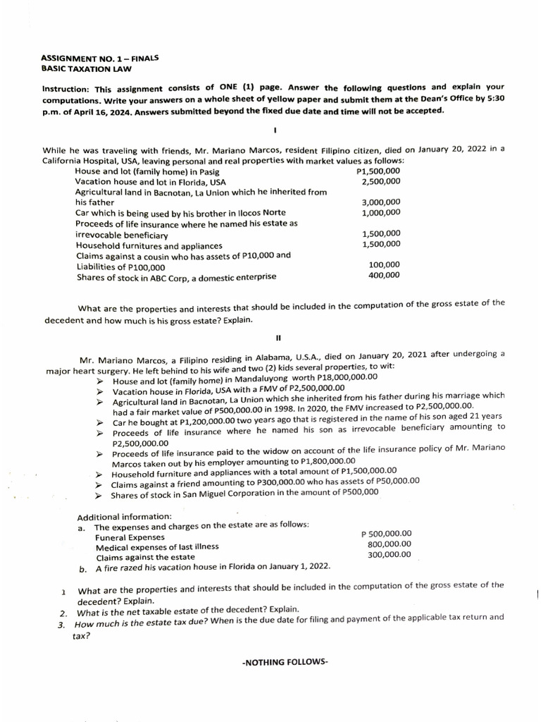 Taxation Assignment 1 | PDF