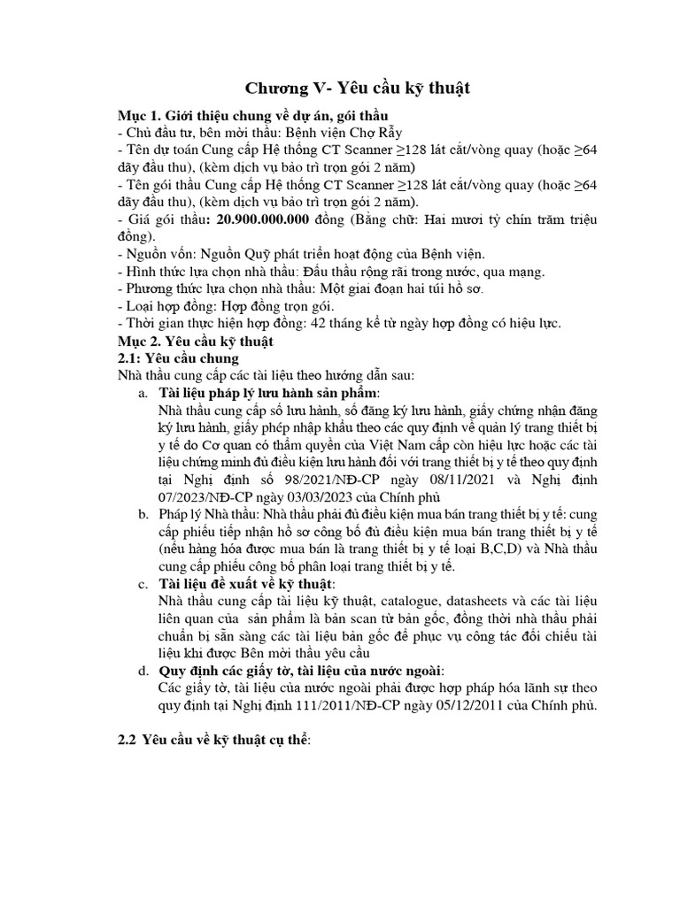 Chương V- Yêu cầu kỹ thuật CT128 philips | PDF