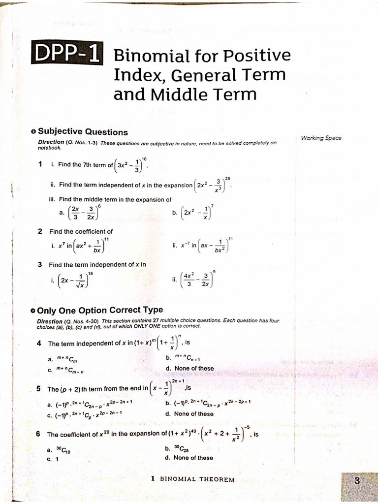 Binomial Theorem HW 1 | PDF