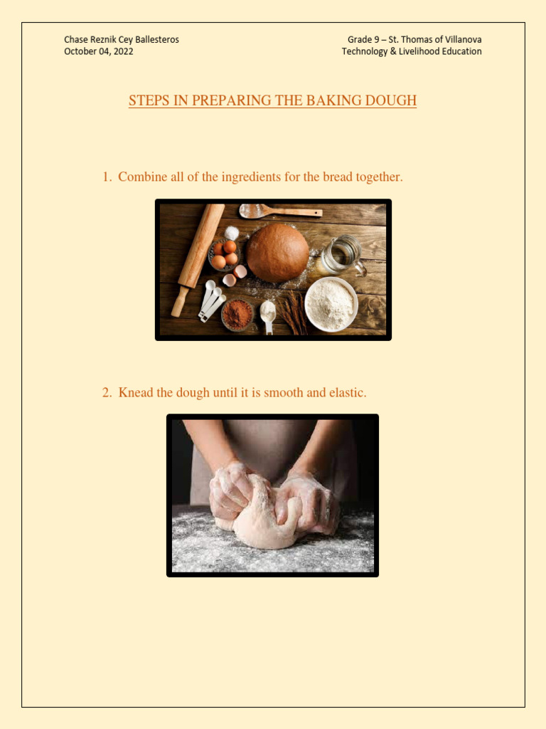 Steps to Prepare Baking Dough | PDF | Cooking, Food & Wine | Home & Garden