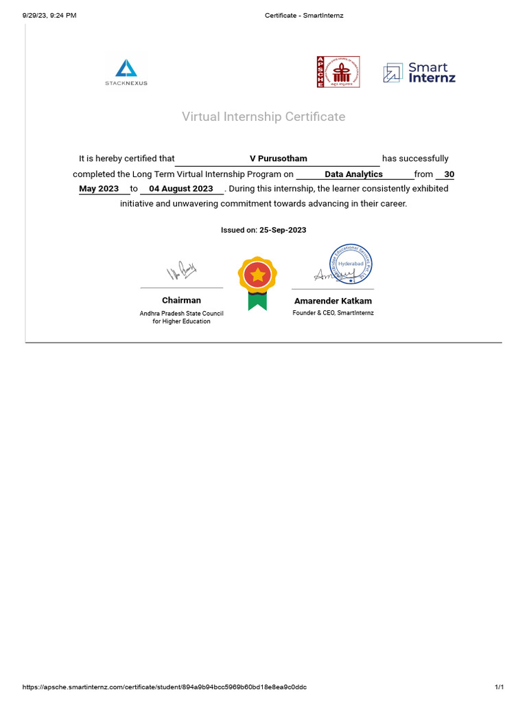 Certificate - SmartInternz | PDF | Computers