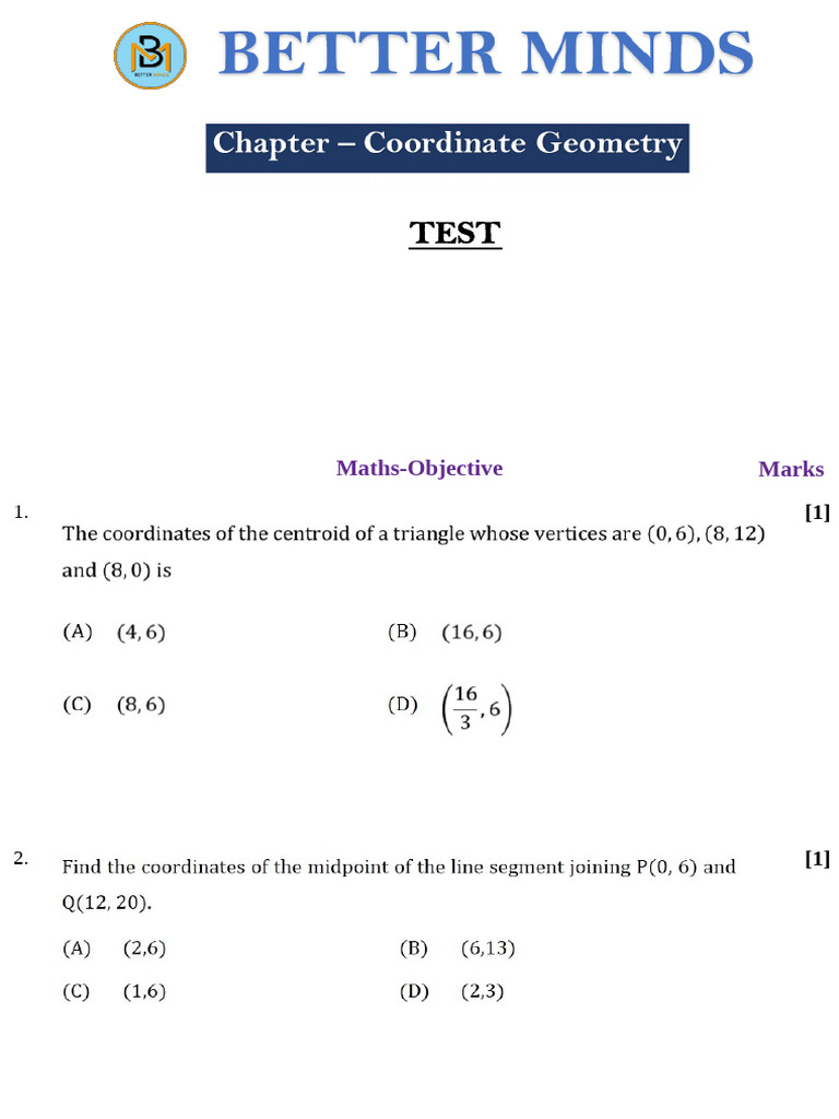 Class 10 ICSE Maths Coordinate Geometry | PDF