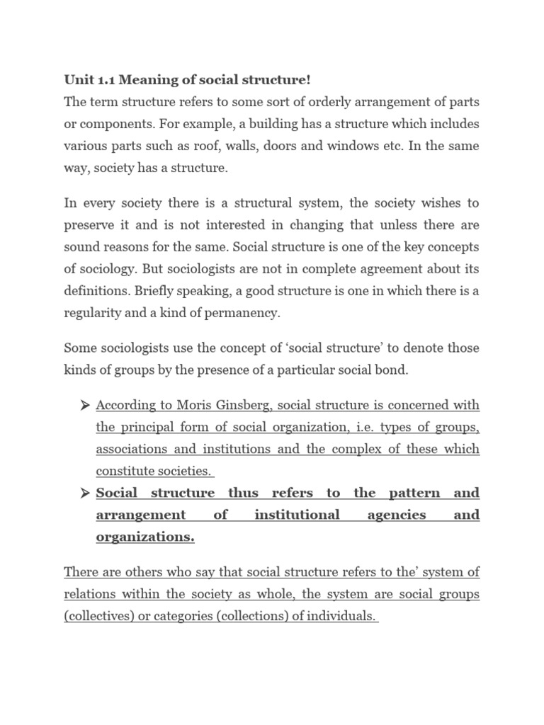 Unit 1.1 Social Structure and Function | PDF | Social Structure | Institution