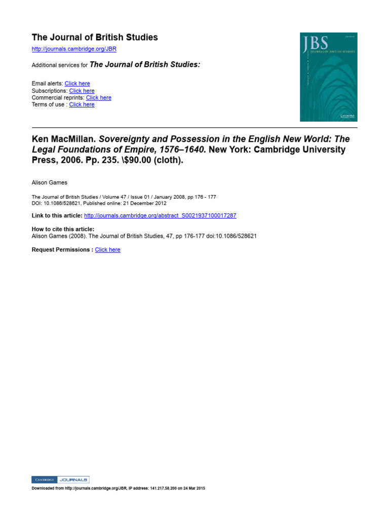 Ken MacMillan Sovereignty and Possession | PDF | Early Modern Period ...