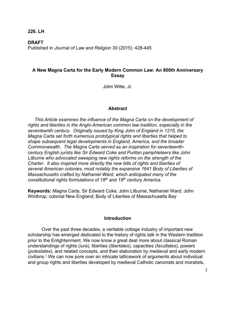 Magna Carta's Legacy in Common Law | PDF | Magna Carta | Lawsuit