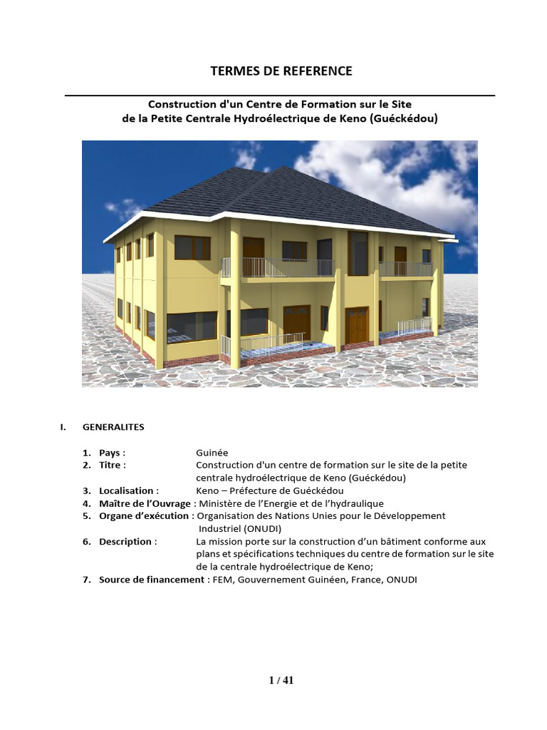 Construction d'un Centre de Formation à Keno | PDF | Tuyau | Fenêtre