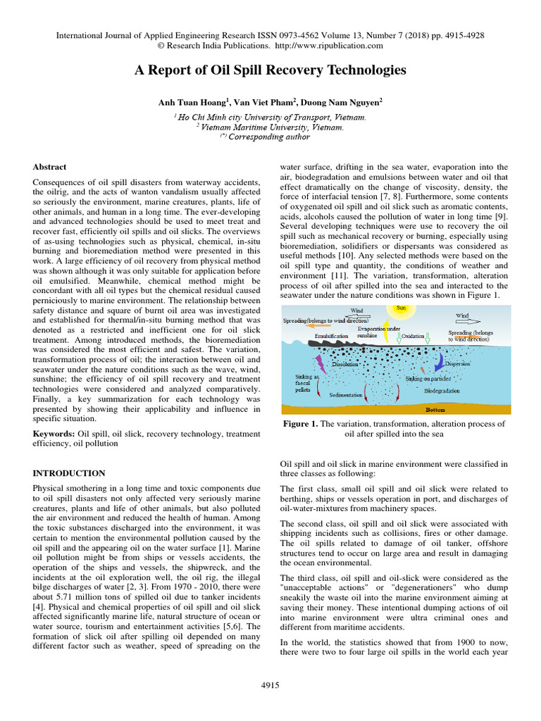 Ijaerv13n7 44 | PDF | Hydrocarbons | Oil Spill
