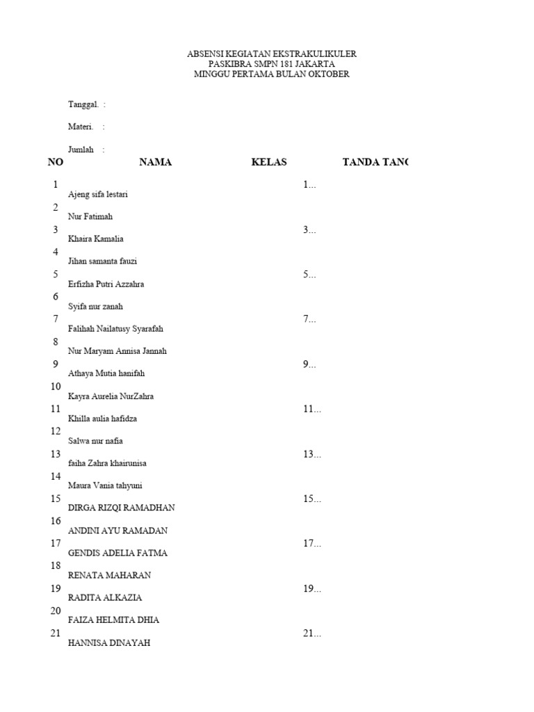 Format Absensi | PDF