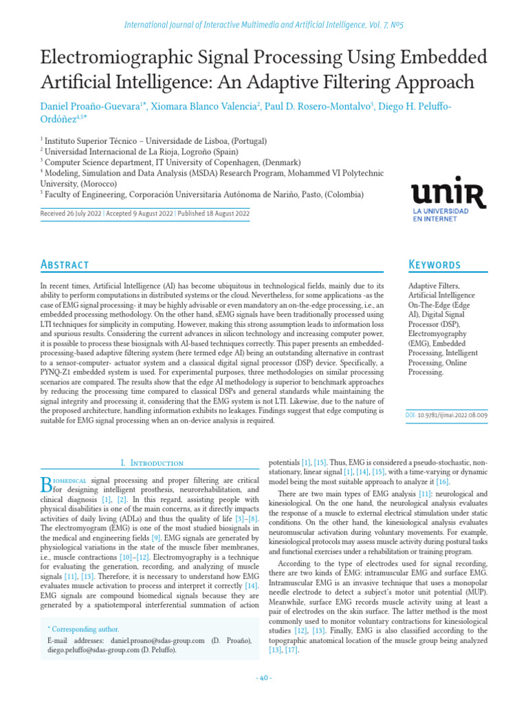 Edge AI for EMG Signal Processing | PDF | Electromyography | Digital Signal Processing