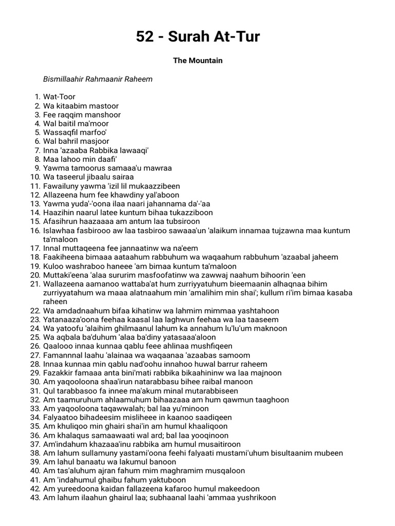 052 Surah at-Tur | PDF