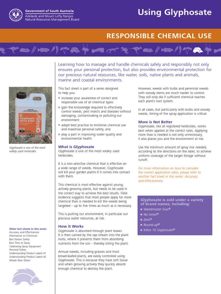 Responsible Chemical Use Using Glyphosate Fact | PDF | Herbicide | Weed