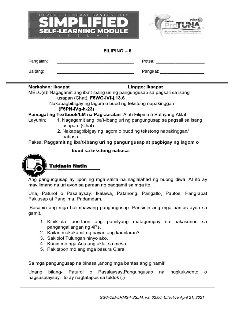 Fil5 SSLM Linggo4-Ramirez | PDF