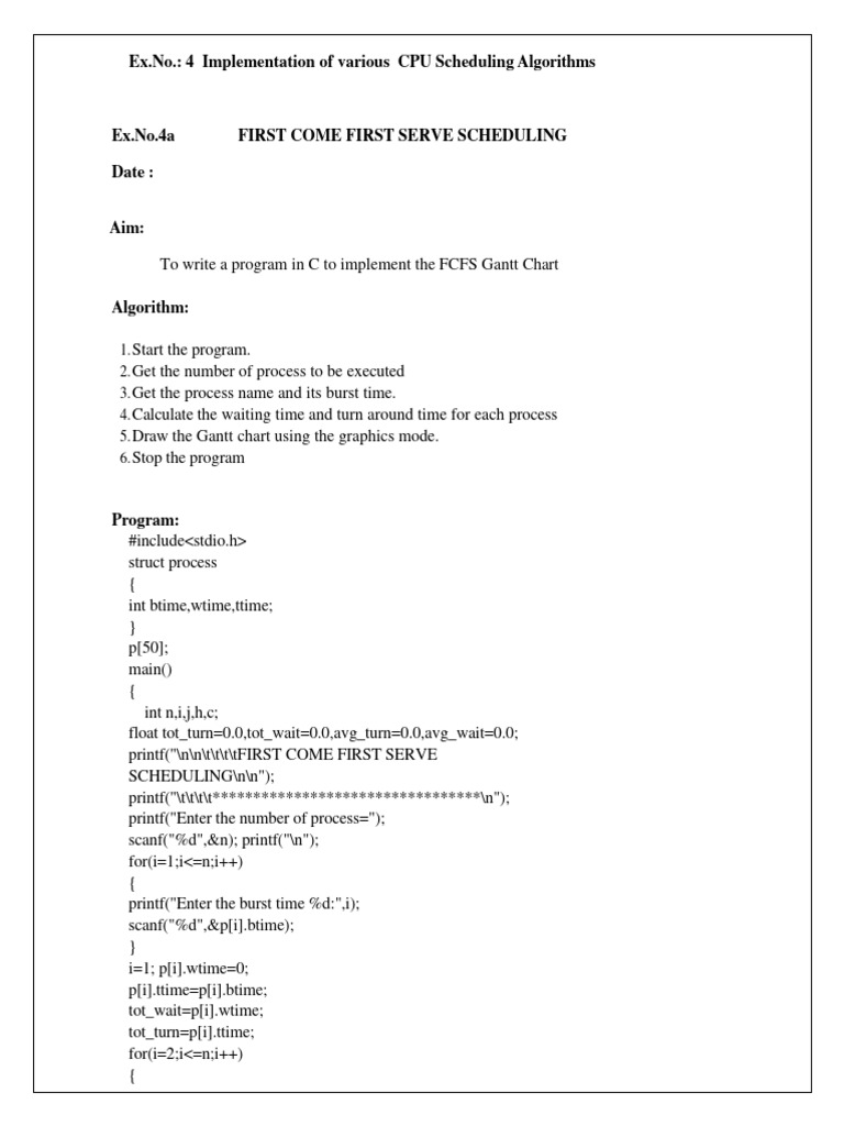 EX 4 | PDF | Scheduling (Computing) | Computing