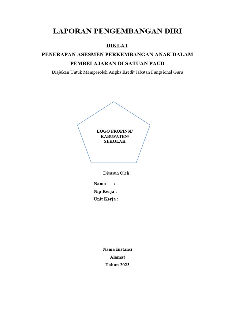 Asesmen Anak PAUD: Laporan Diklat | PDF