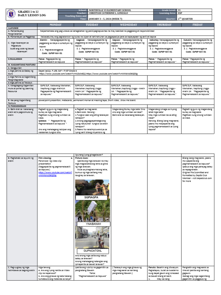 DLL - Esp 6 - Q2 - W7 | PDF