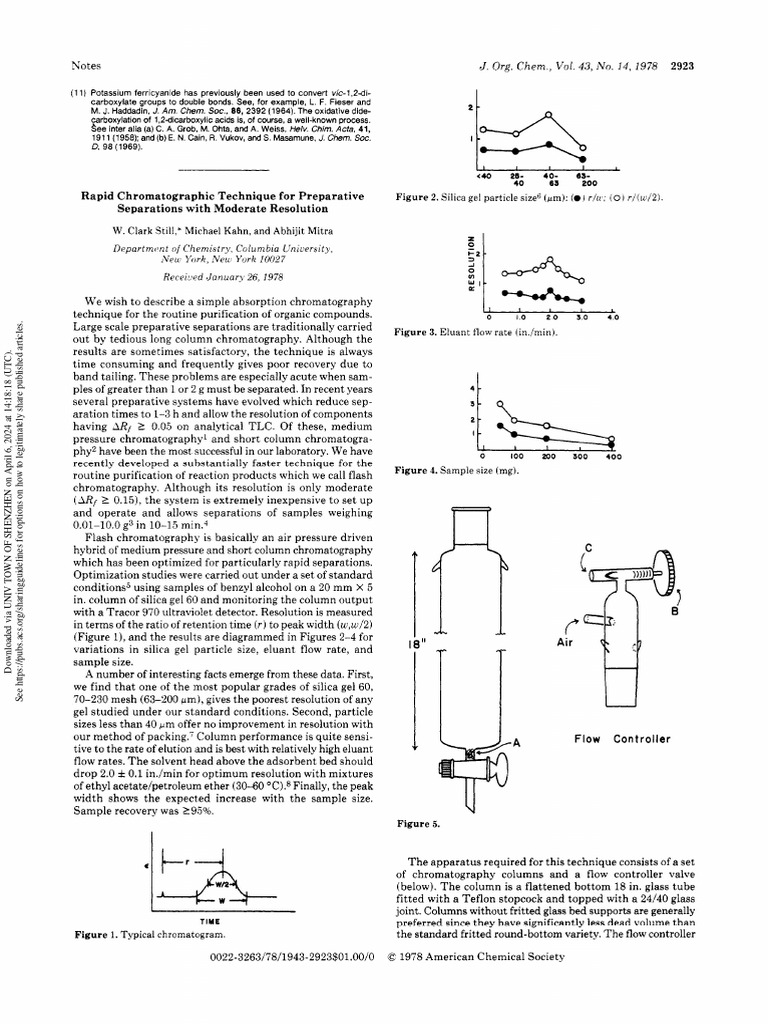 Still Et Al 2002 Rapid Chromatographic Technique For Preparative Separations With Moderate ...