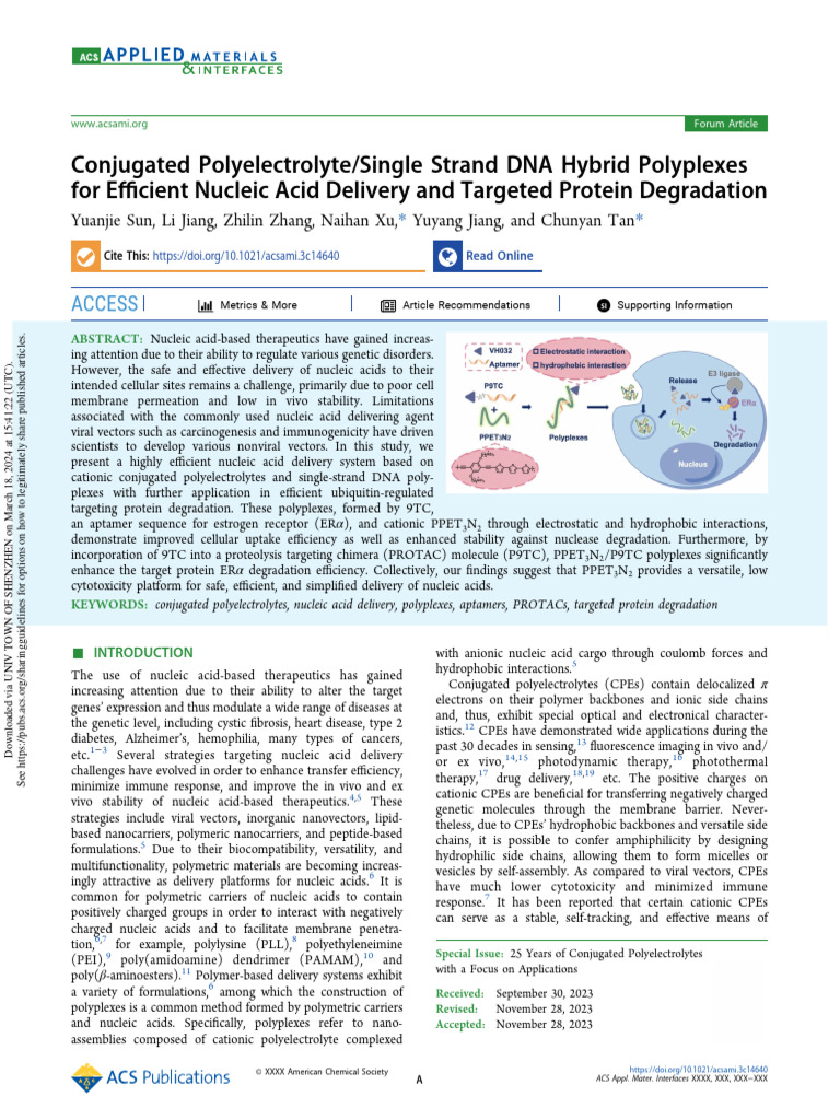 Sun Et Al 2023 Conjugated Polyelectrolyte Single Strand Dna Hybrid ...