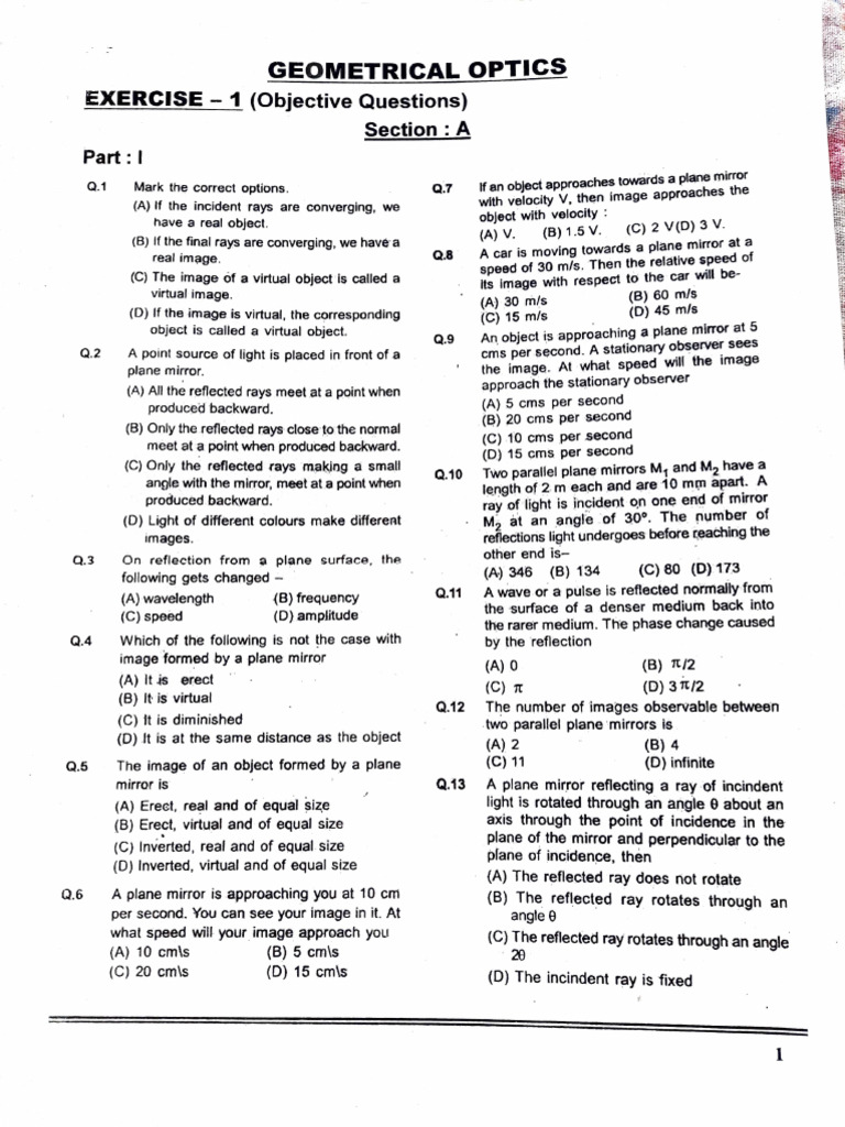 Reflection From Plane Mirror | PDF | Mirror | Reflection (Physics)